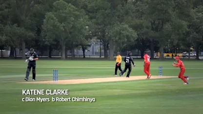 WICKET: New Zealand's Katene Clarke caught off the bowling of Robert ...