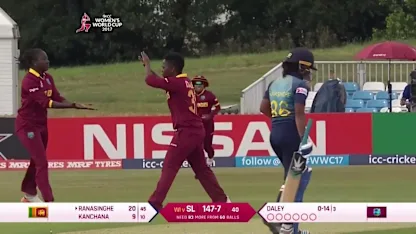 WICKET: Oshadi Ranasinghe is castled by Shanel Daley for 20 | ICC Women ...
