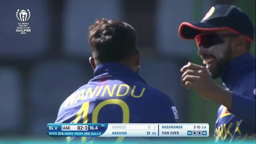 Basil Hameed - Wicket - Sri Lanka vs UAE | ICC Cricket World Cup ...