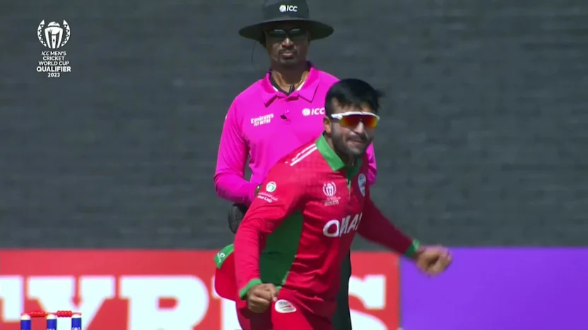 Basil Hameed - Wicket - Oman vs UAE | ICC Cricket World Cup Qualifiers ...