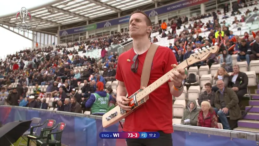 CWC19: ENG v WI - The cricket bat guitar is on show again | ICC Cricket ...