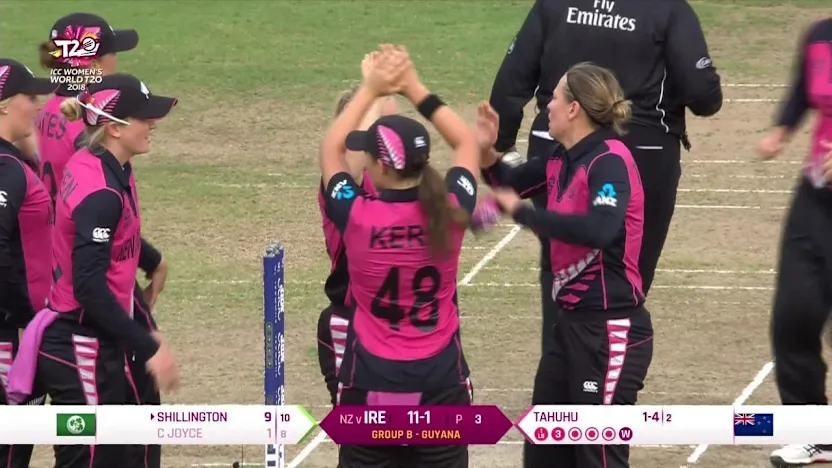 NZ v IRE: Cecelia Joyce falls early | ICC Women's World Twenty20, 2018 ...