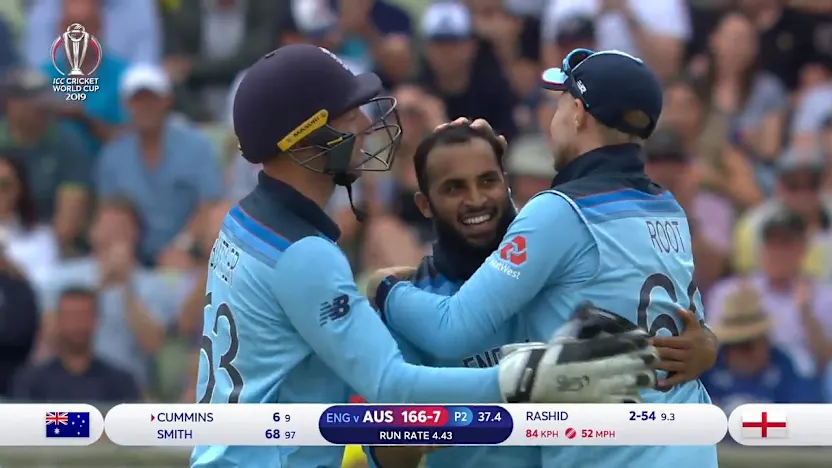 CWC19 SF: AUS v ENG - Sharp catch from Root at slip removes Cummins ...