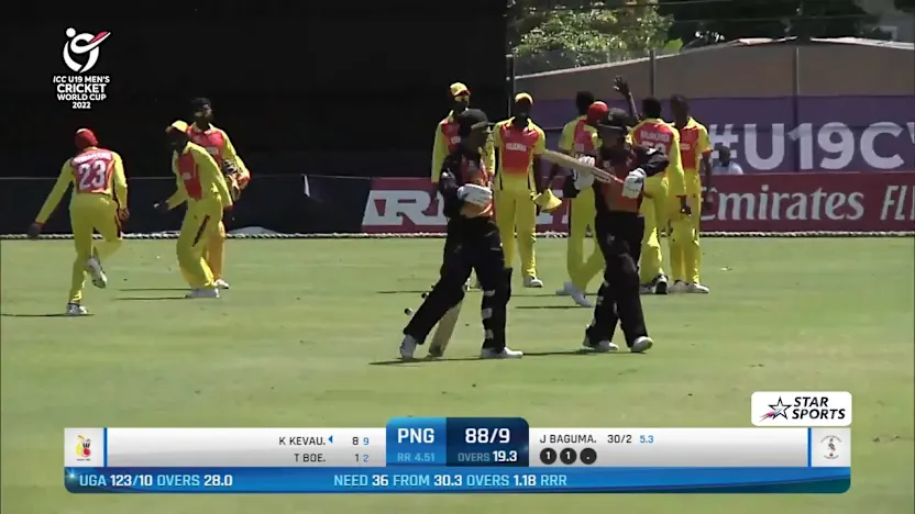 Winning moment | UGA v PNG | ICC U19 Men’s CWC 2022 | ICC