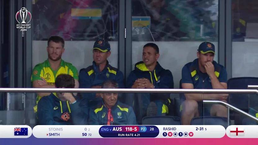 CWC19 SF: AUS v ENG - Two in the over as Rashid traps Stoinis LBW | ICC ...
