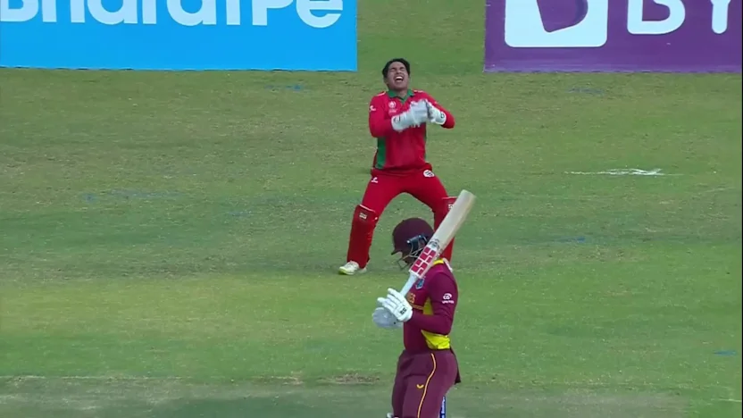 Brandon King - Wicket - West Indies vs Oman | ICC Cricket World Cup ...