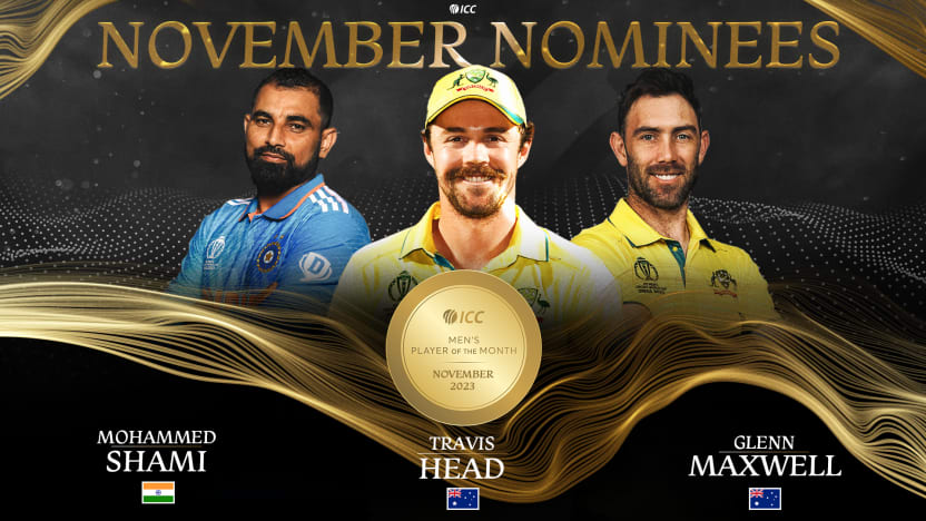 ICC Player of the Month contenders for November revealed